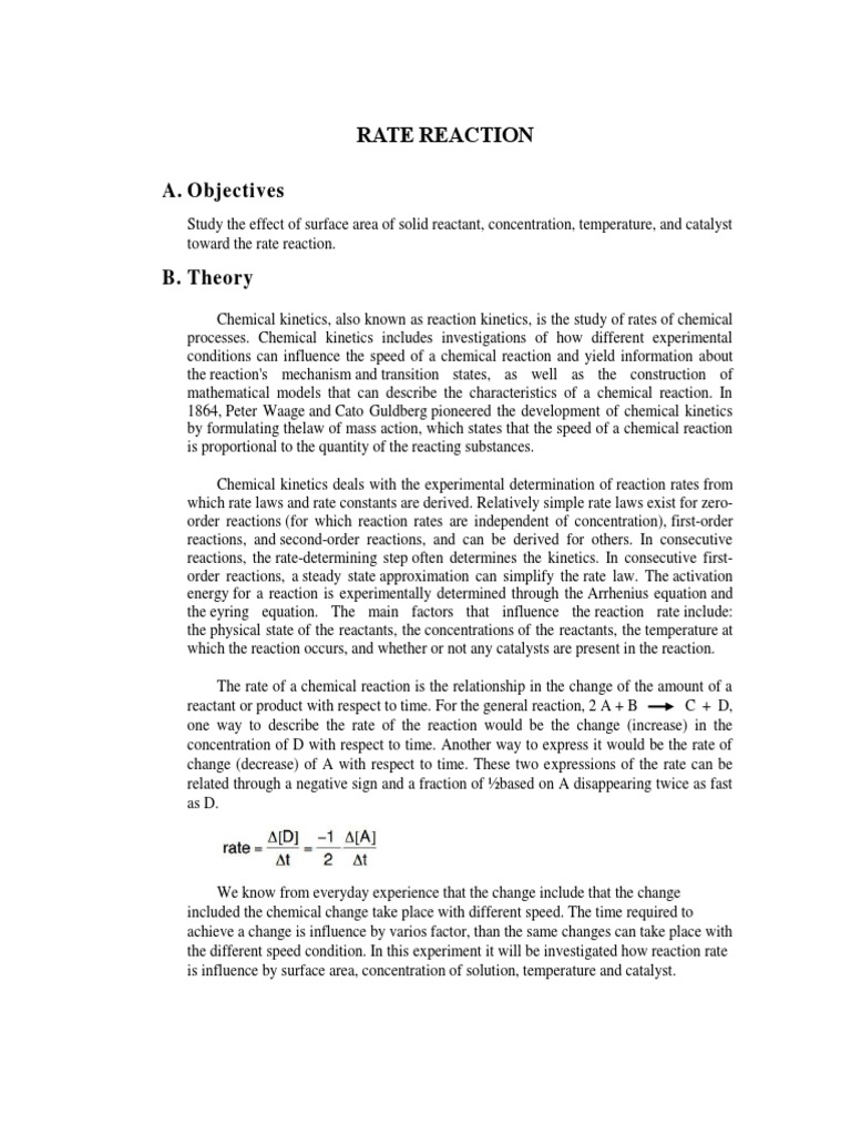 Rate Reaction | PDF | Chemical Kinetics | Chemical Reactions