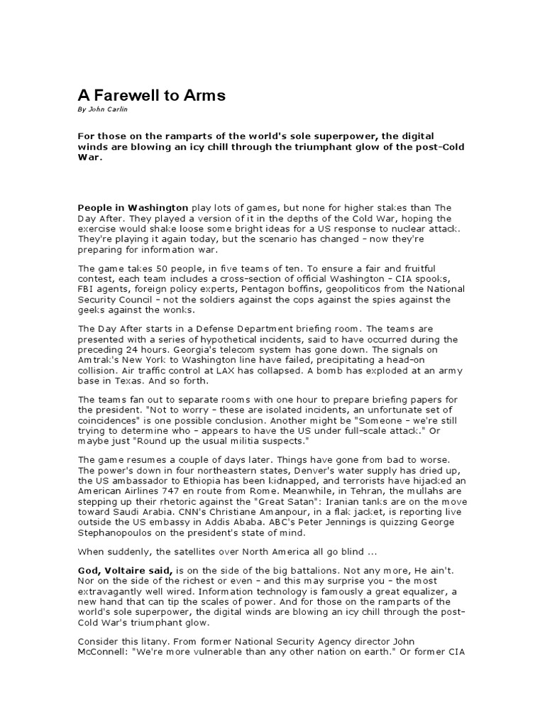 A Farewell To Arms | PDF | Military | National Security Agency