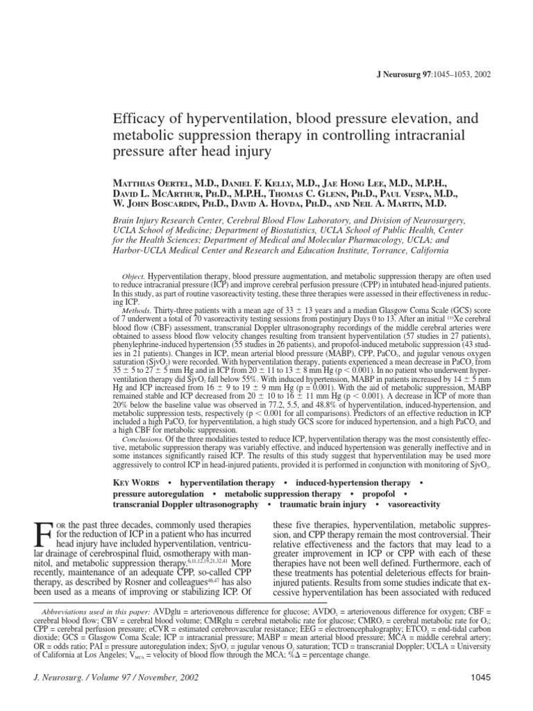 Efficacy of Hyperventilation, Blood Pressure Elevation, and Metabolic ...