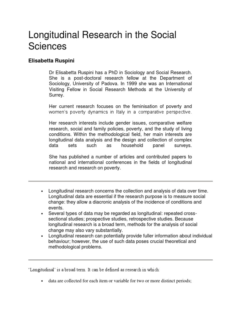Longitudinal Research in The Social Sciences | PDF | Cohort Study ...