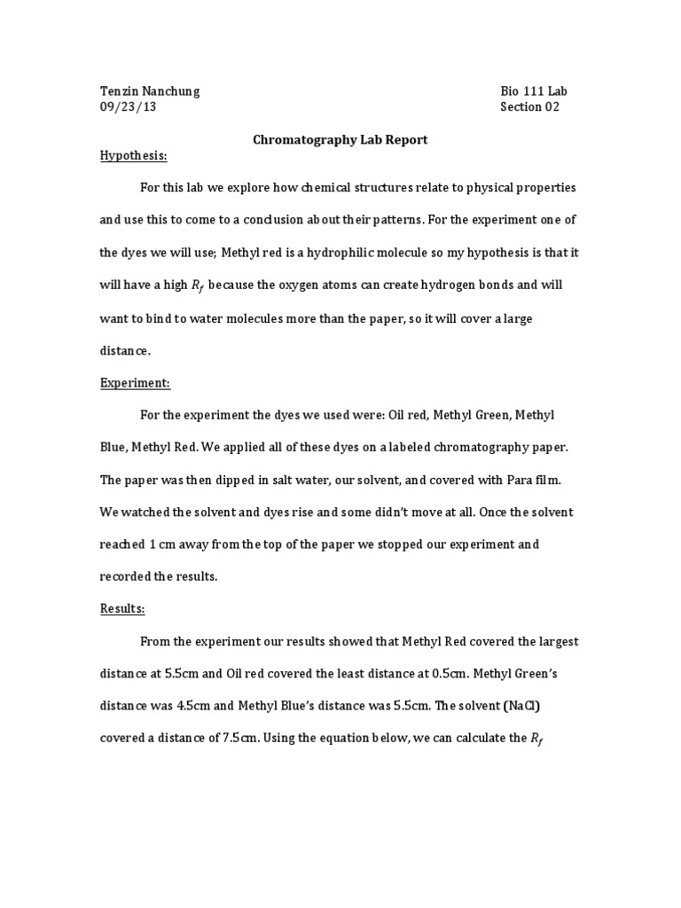 Chromatography Lab Report | PDF