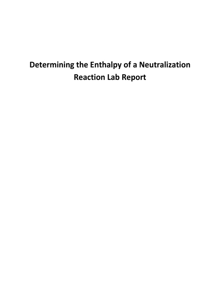 Determining The Enthalpy of A Neutralization Reaction | PDF ...