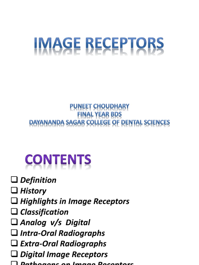 Image Receptors - For Dental Radiology Seminar | PDF | Radiography ...