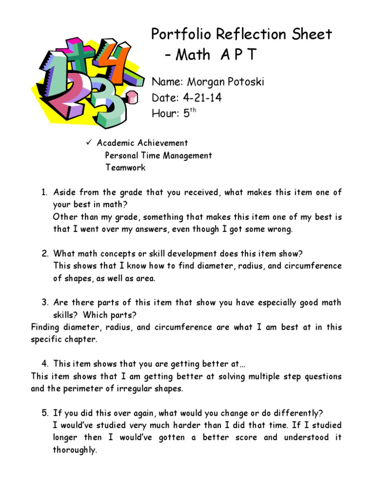 Math Portfolio Reflection | PDF