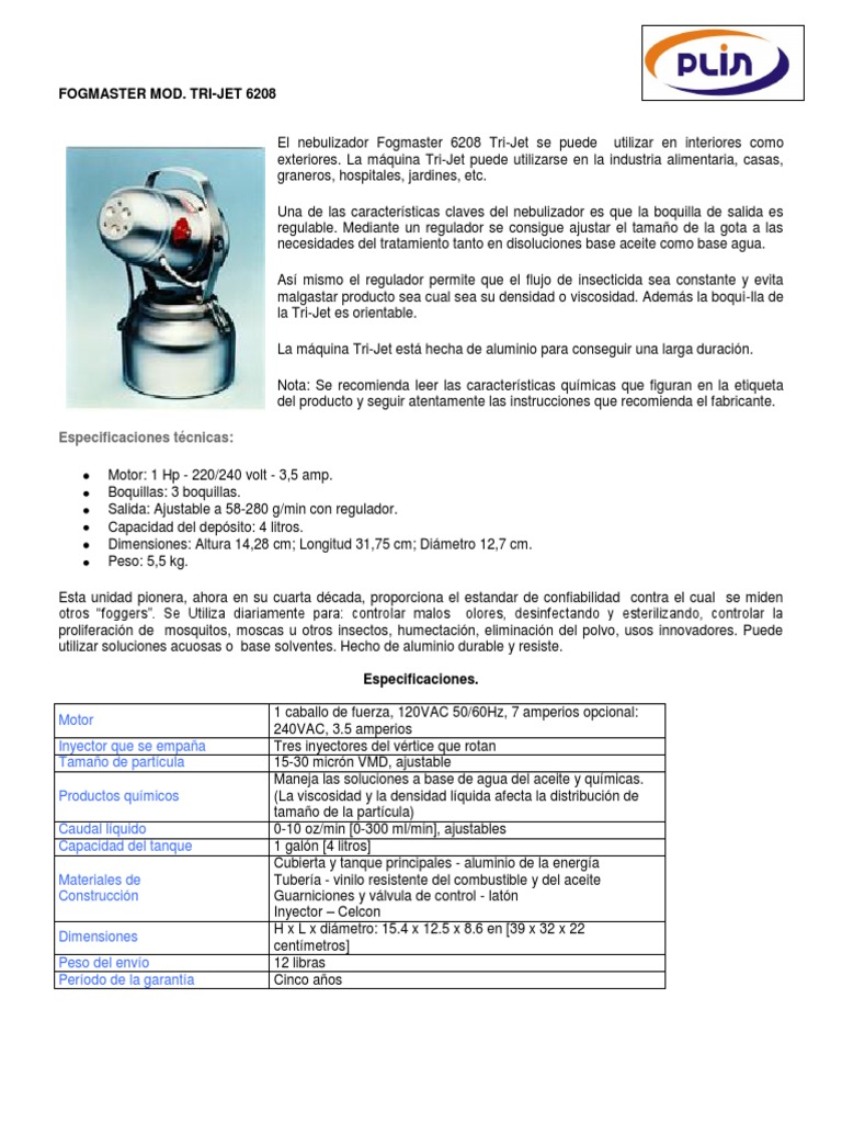 Fogmaster Tri-Jet® | PDF | Niebla | Agua