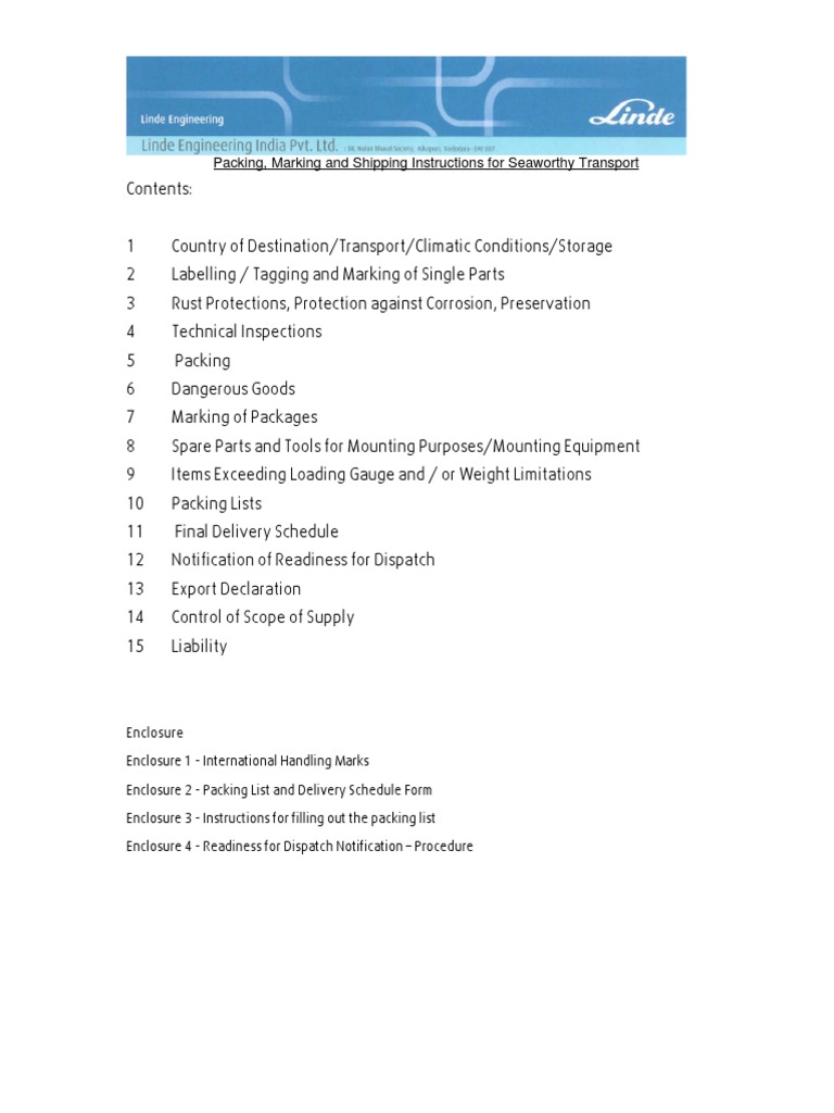 Packing Marking and Shipping Instruction | Dangerous Goods ...