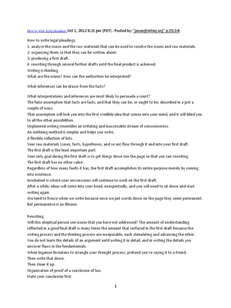 How to Write Legal Pleadings | Precedent | Lawsuit