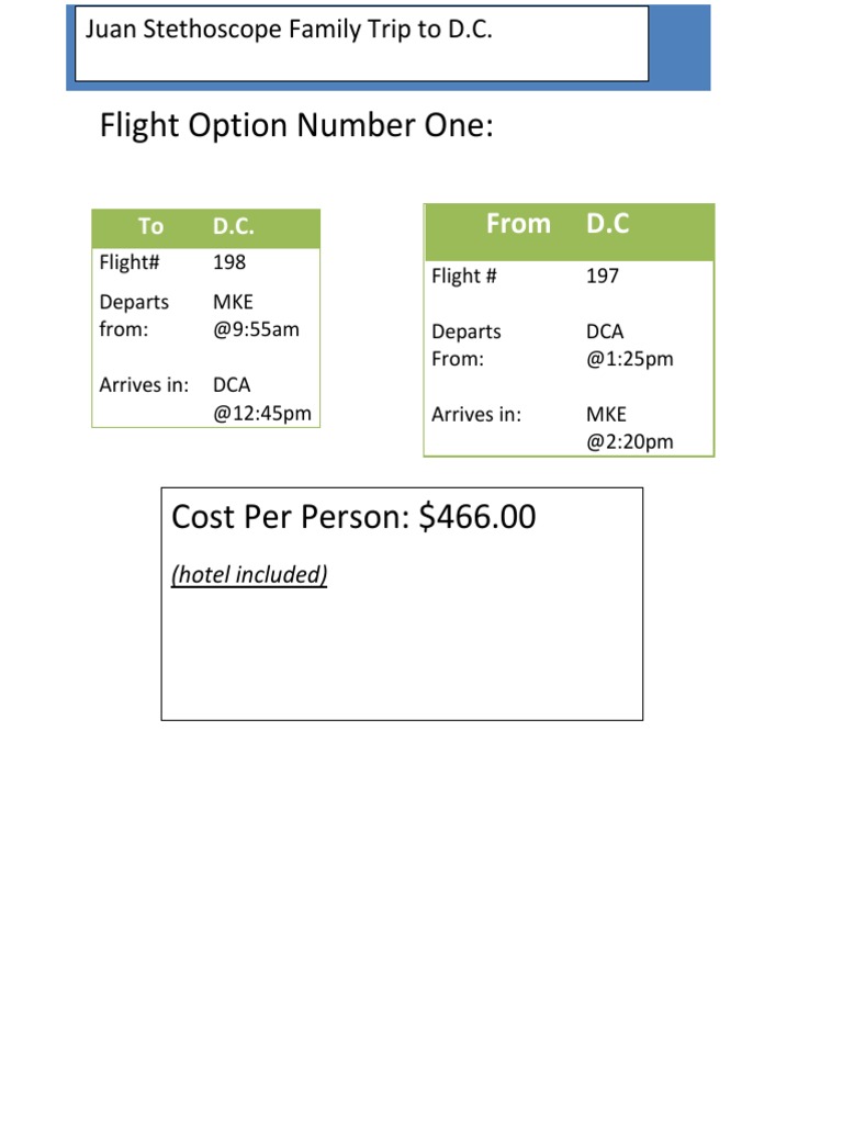 Flight Option Number One:: From D.C | PDF | Washington | Museum