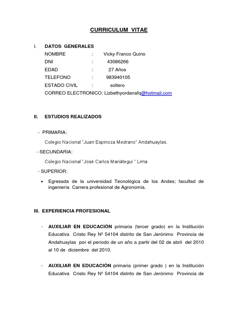 Curriculum Vitae Vicky | PDF