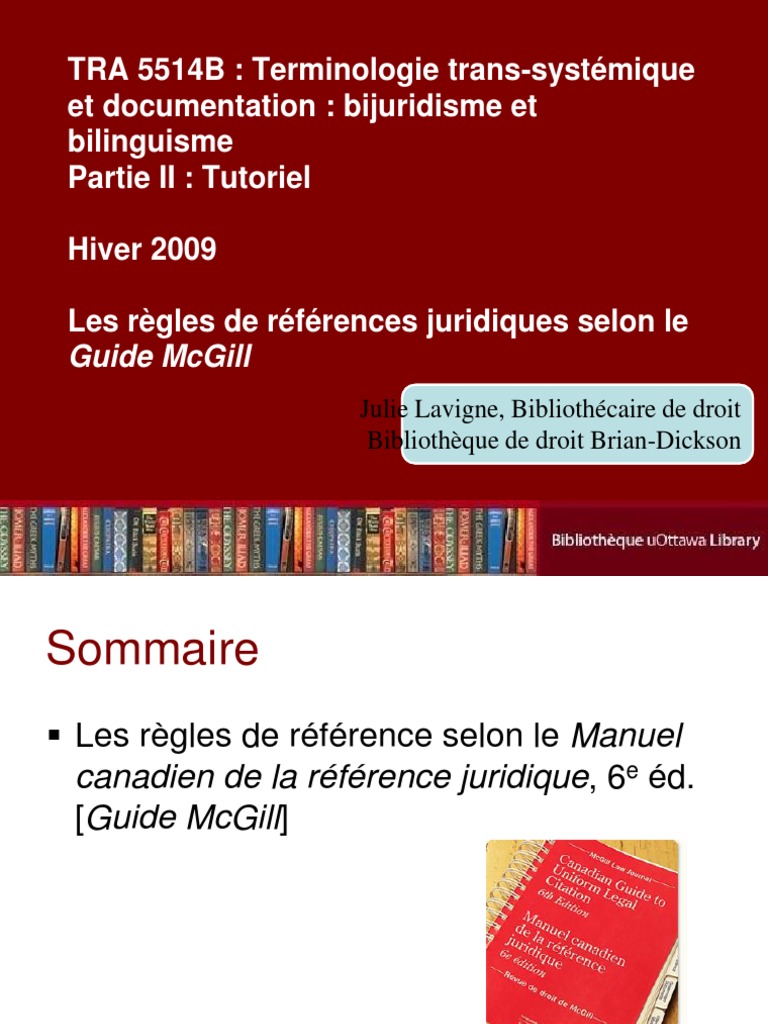 Guide McGill de citation juridique | PDF | Canada | Traductions