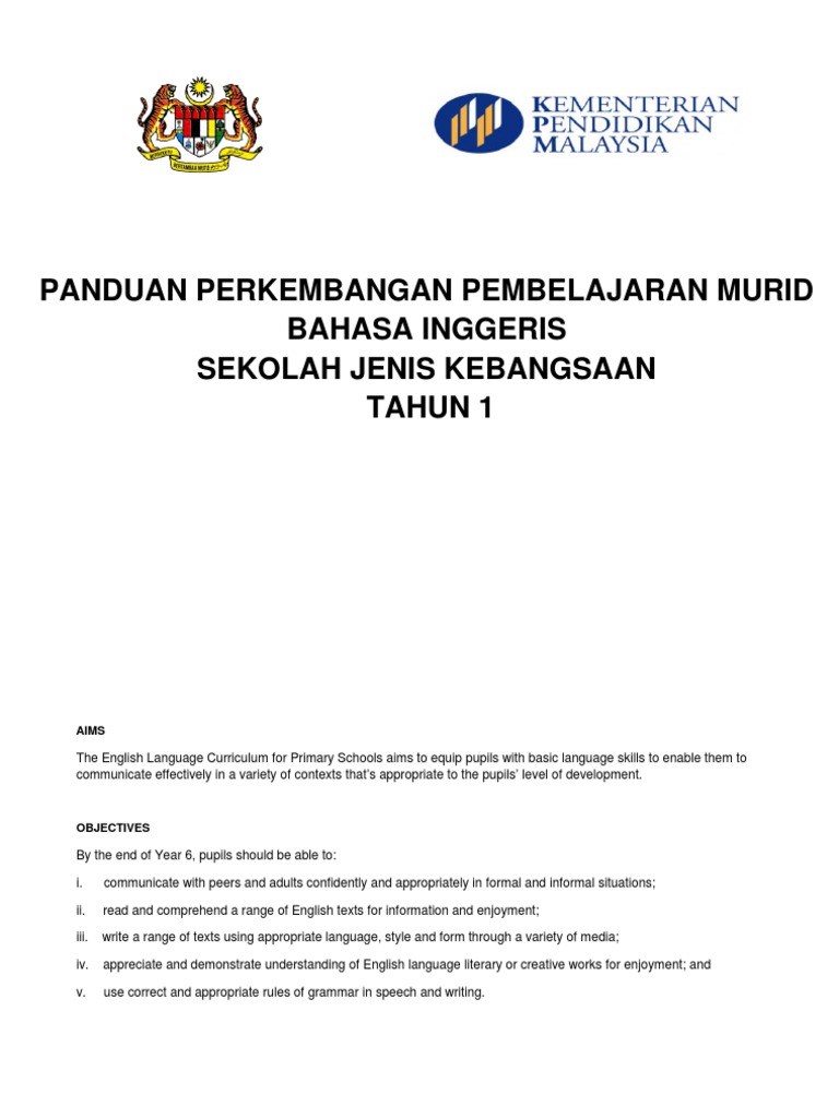 PPPM BAHASA INGGERIS SJK Tahun1 | PDF | Reading (Process) | English ...