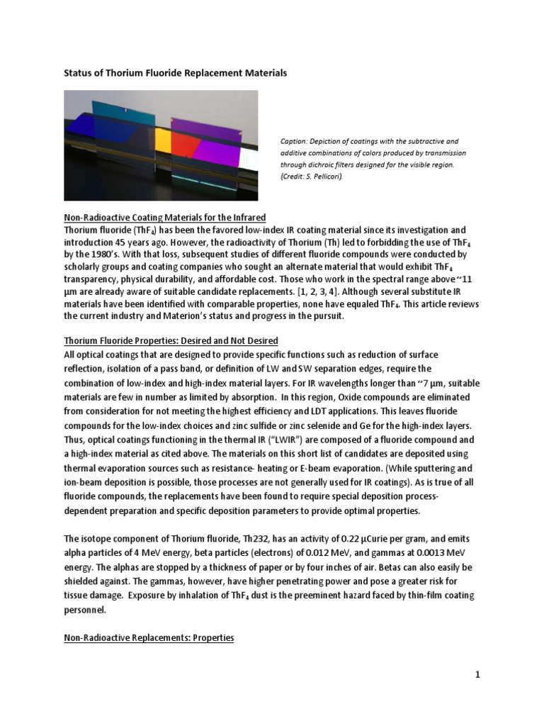 Infrared Optical Materials and Their Antireflection Coatings | PDF ...