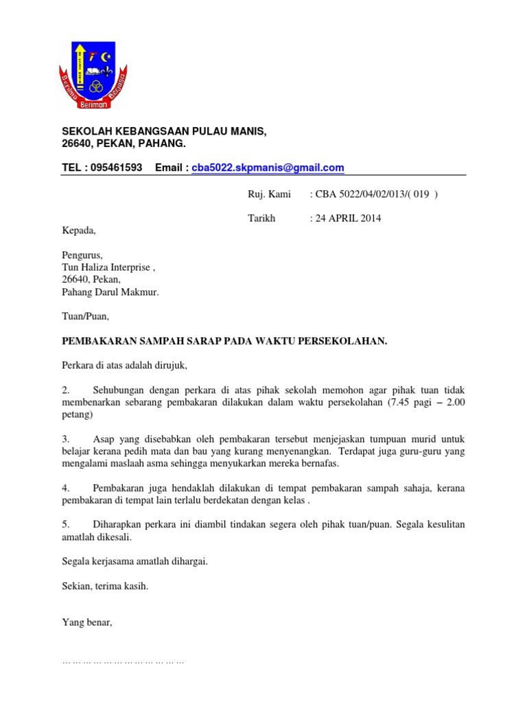 Surat Larangan Pembakaran Terbuka | PDF