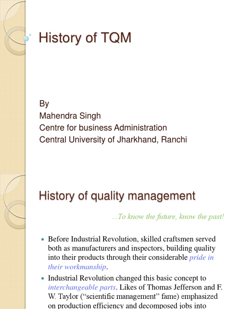 History of TQM | Quality Management | Quality (Business)