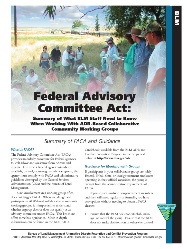 Federal Advisory Committee Act:: Summary of FACA and Guidance | PDF ...