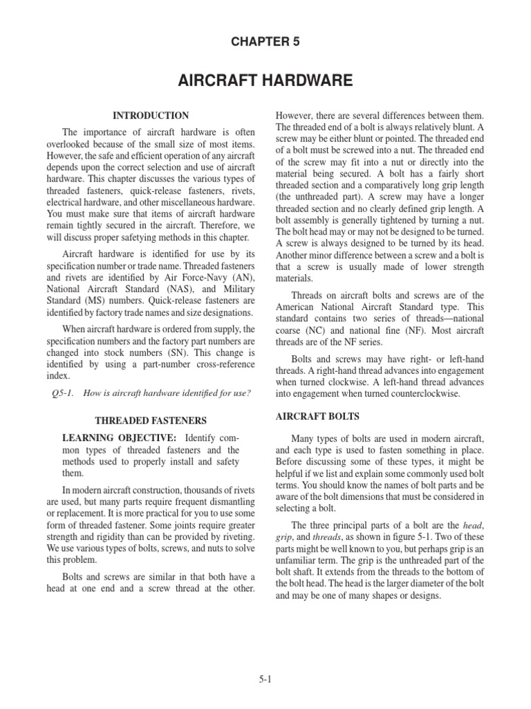 Aircraft Hardware | PDF | Screw | Nut (Hardware)