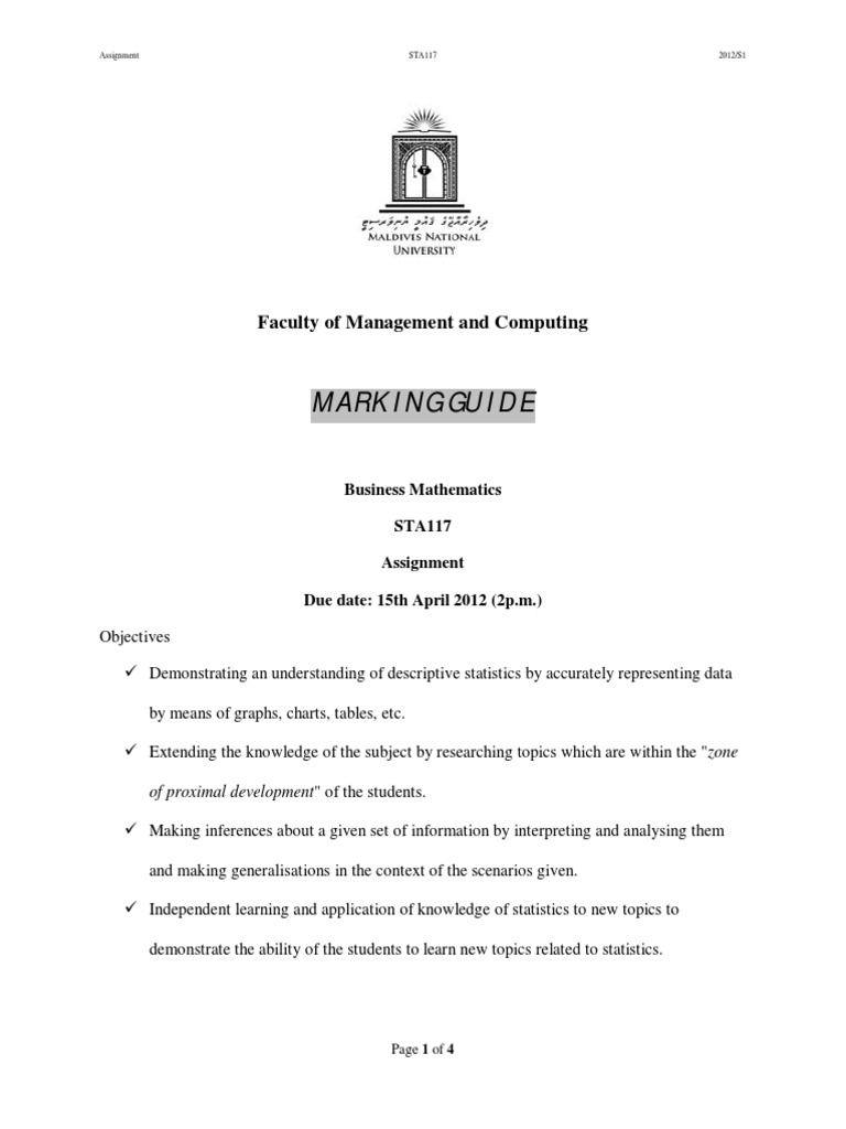 Assignment Marking Guide | PDF | Statistics | Statistical Theory