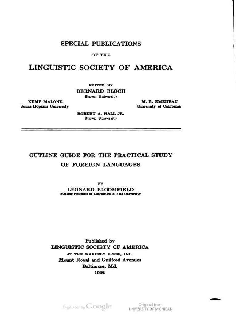 Outline Guide For The Practical Study of Foreign Languages (1942) by ...