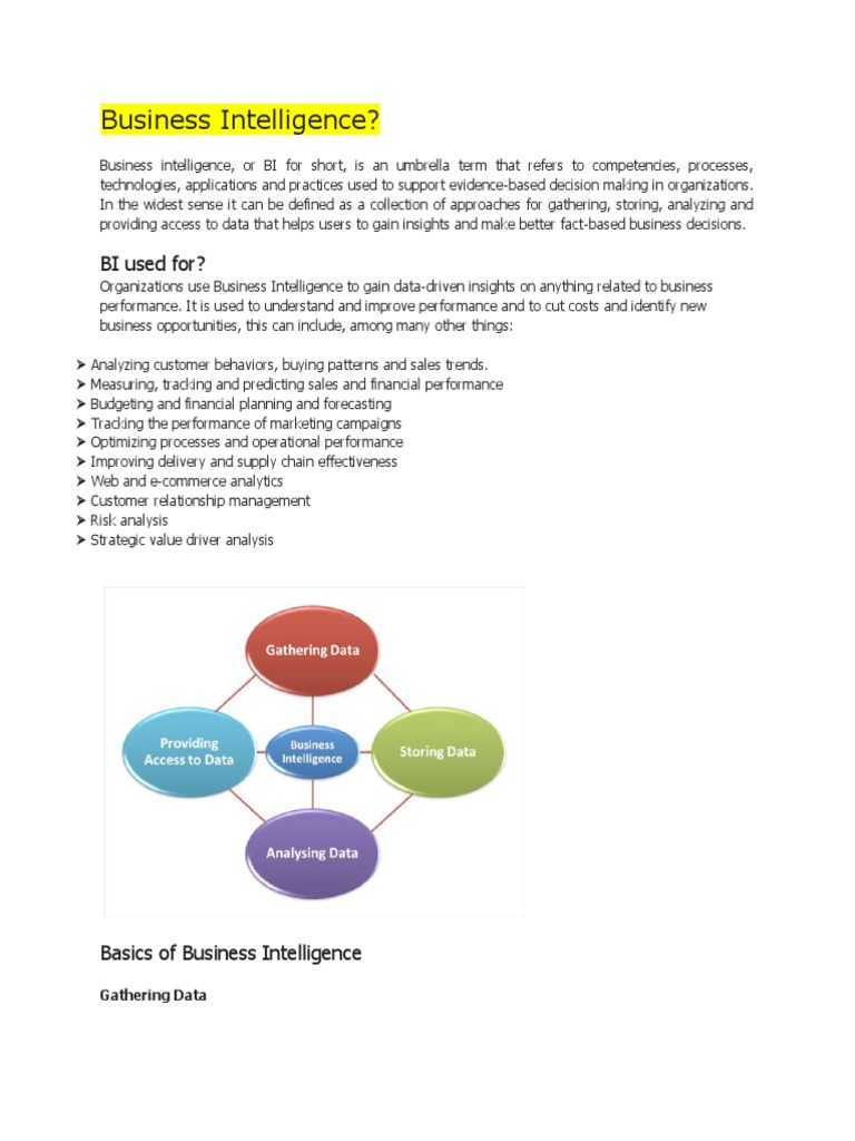 Understanding Business Intelligence (BI) | PDF | Business