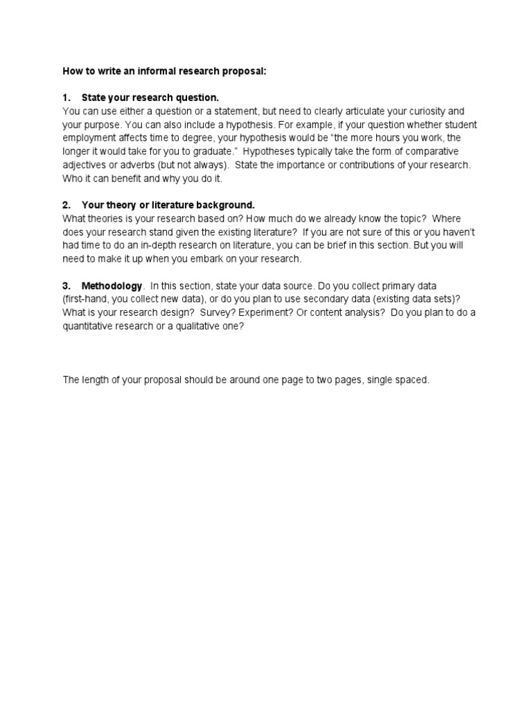 Informal Research Proposal Guide | PDF | Self-Improvement