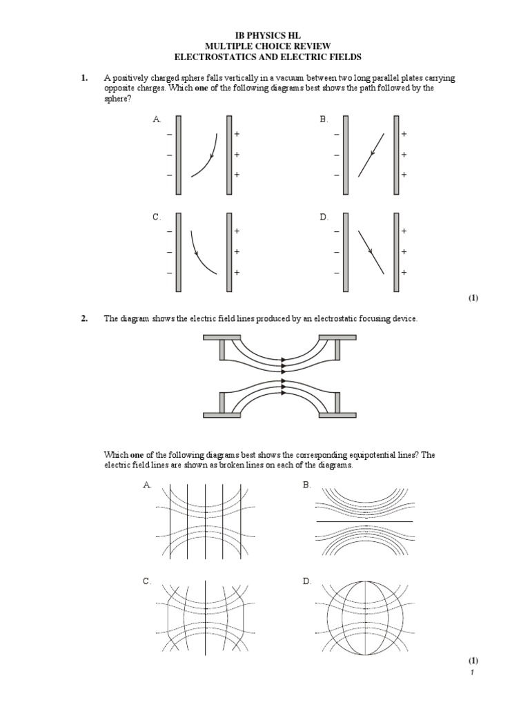 Multiple Choice Review of Key Concepts in Electrostatics and Electric ...
