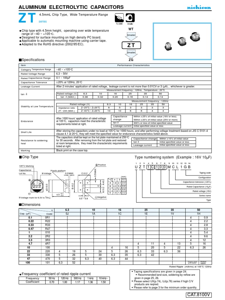 Specifications: 4.5Mml Chip Type, Wide Temperature Range | PDF ...