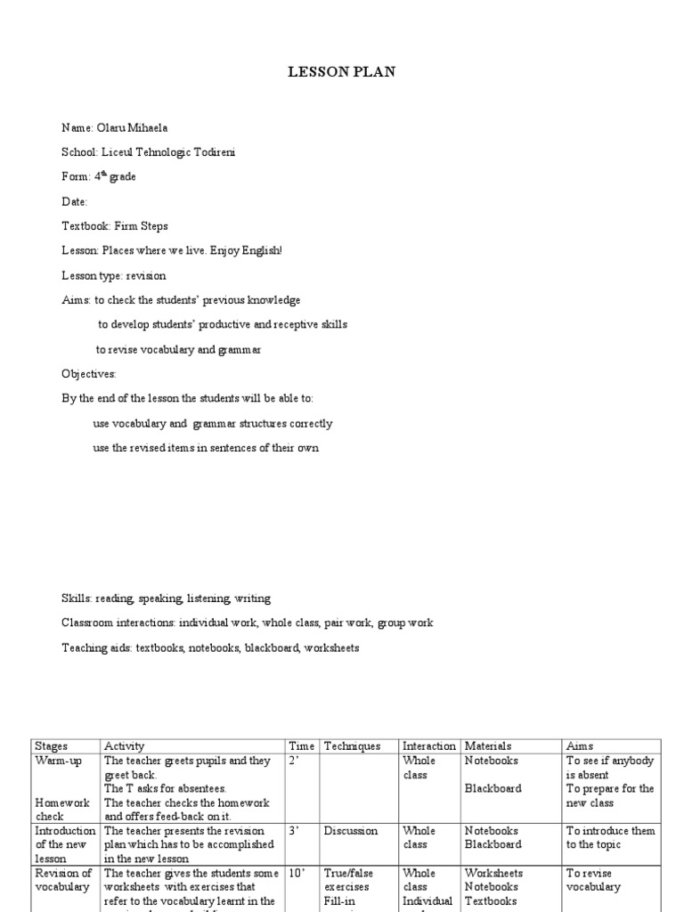 Lesson Plan4 | PDF | Linguistic Morphology | Cognition