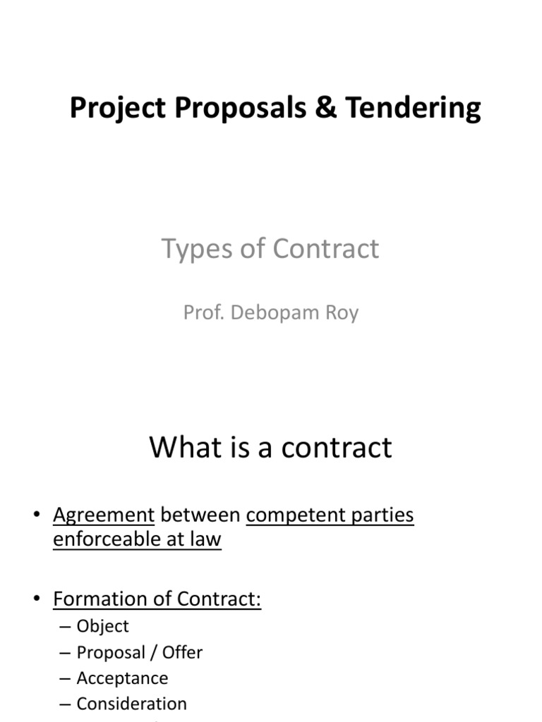 Project Proposals, Contract Types, and Tendering Explained | PDF ...