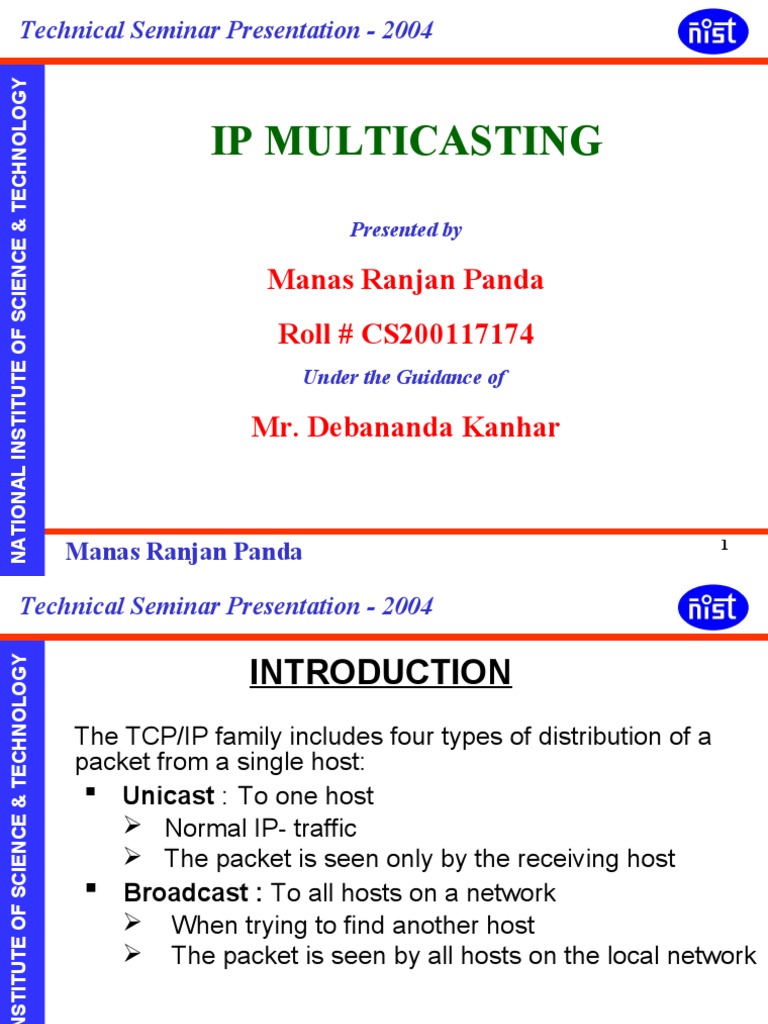 Technical Seminar Presentation - 2004 | PDF | Multicast | Computer Network