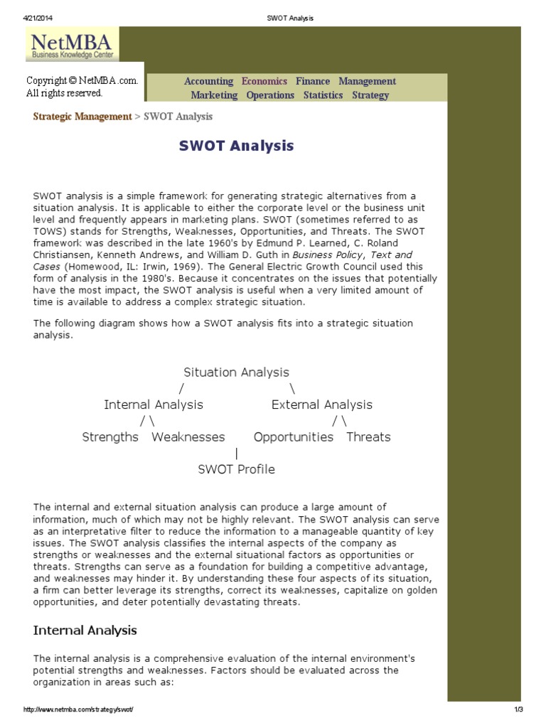 SWOT Analysis | PDF | Swot Analysis | Strategic Management