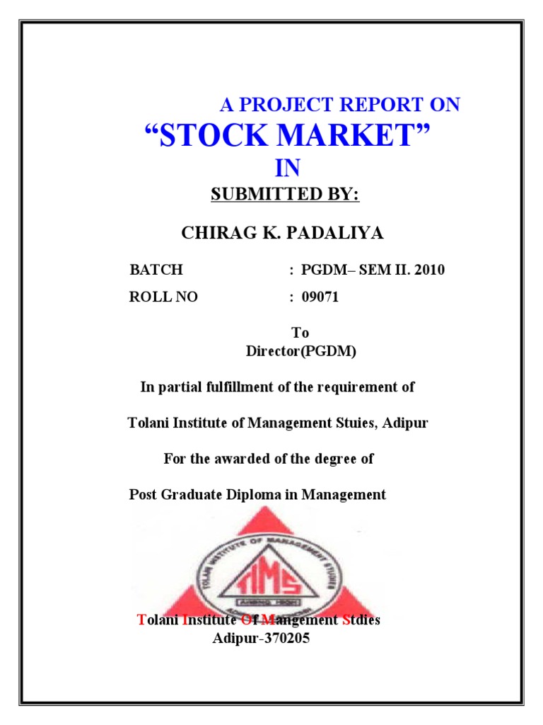 STOCK MARKET ANALYSIS REPORT | PDF | Business