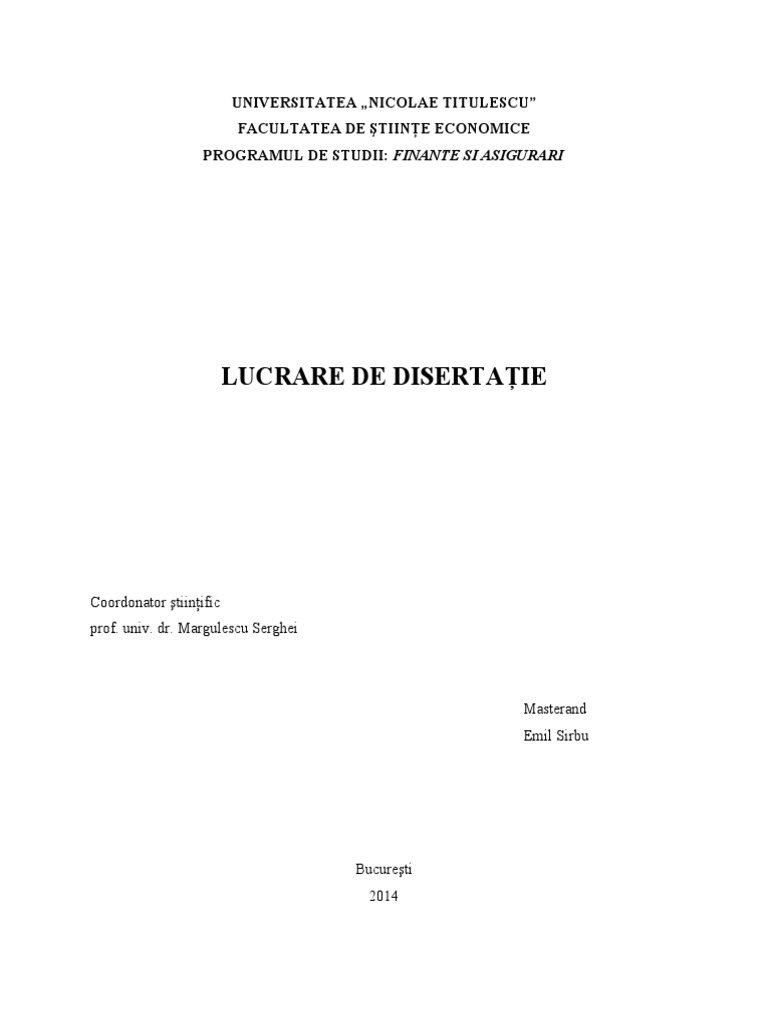 Lucrare Disertatie | PDF