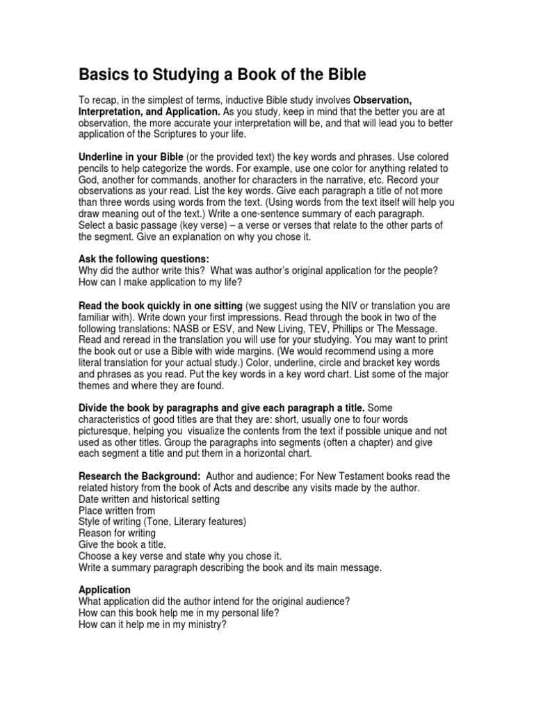 Bible Study Basics | PDF | Bible Study (Christian) | Chapters And ...