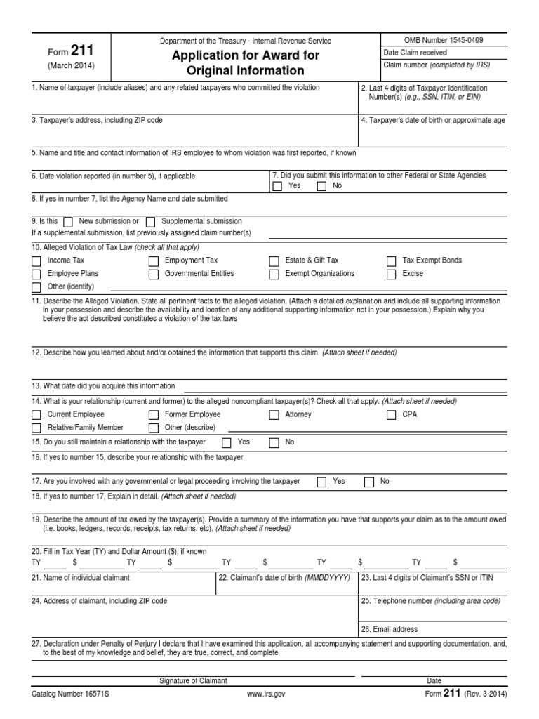 F 211 | PDF | Internal Revenue Service | Taxation In The United States