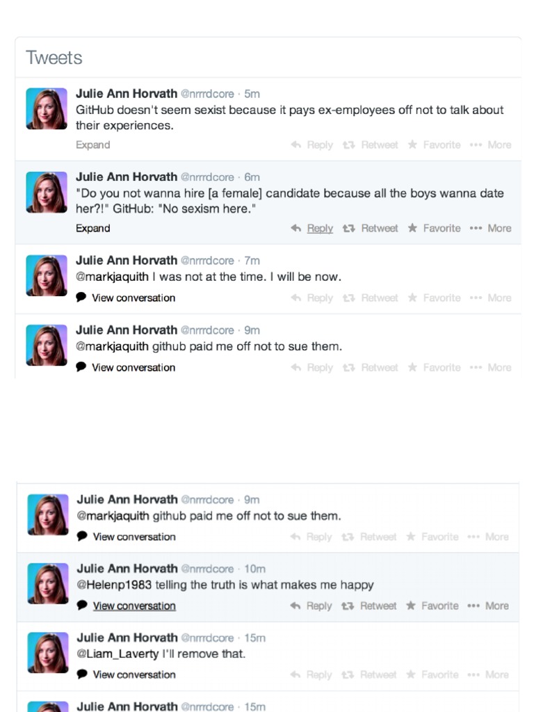 Julie Ann Horvath On Github, TPW, Etc. | PDF