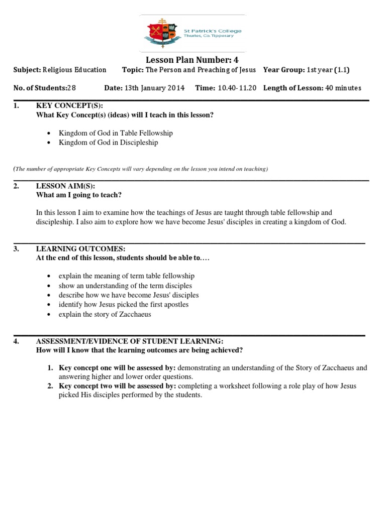 Lesson Plan 4 Religion 1 1 | PDF | Disciple (Christianity) | Lesson Plan