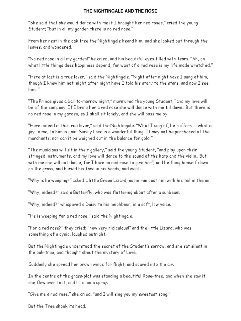 The Nightingale and The Rose | PDF | Nature