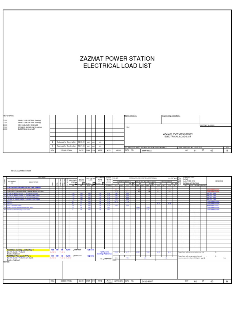 Excel Sheet Load List | Power Supply | Engineering
