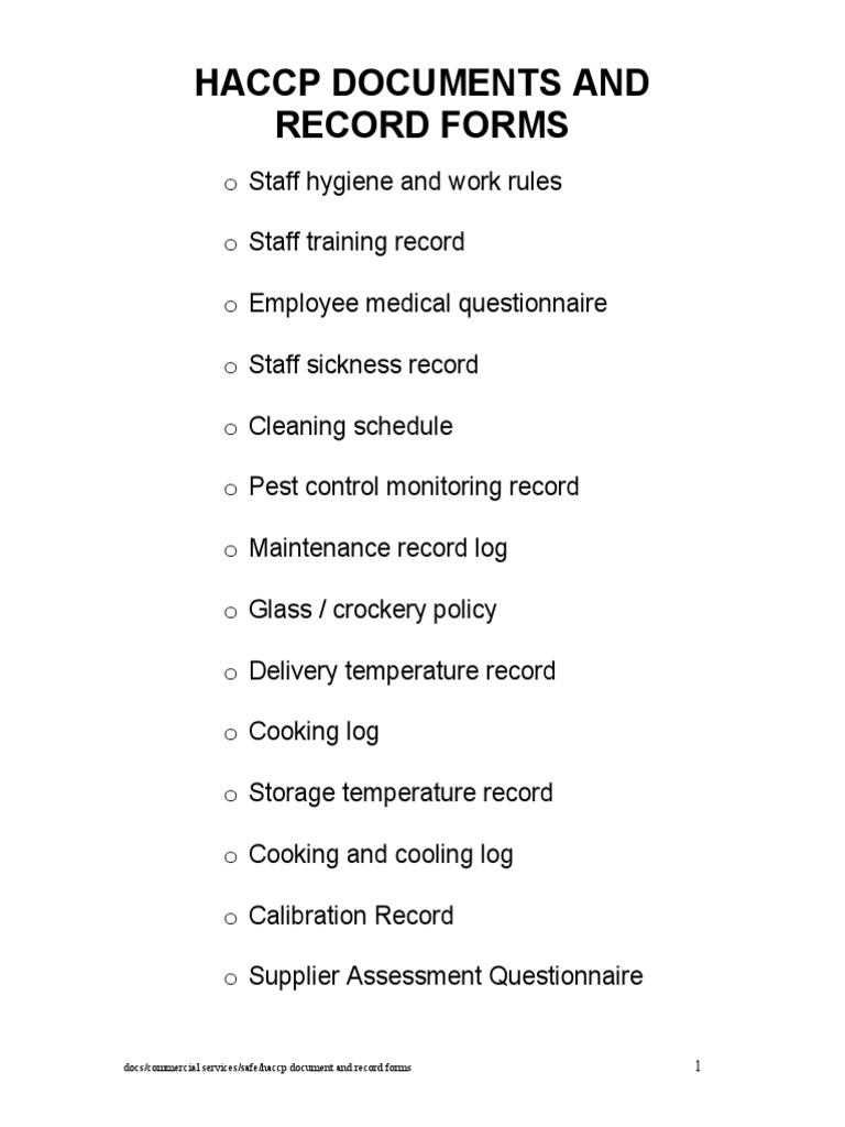 Ha CCP Document Record Forms | PDF