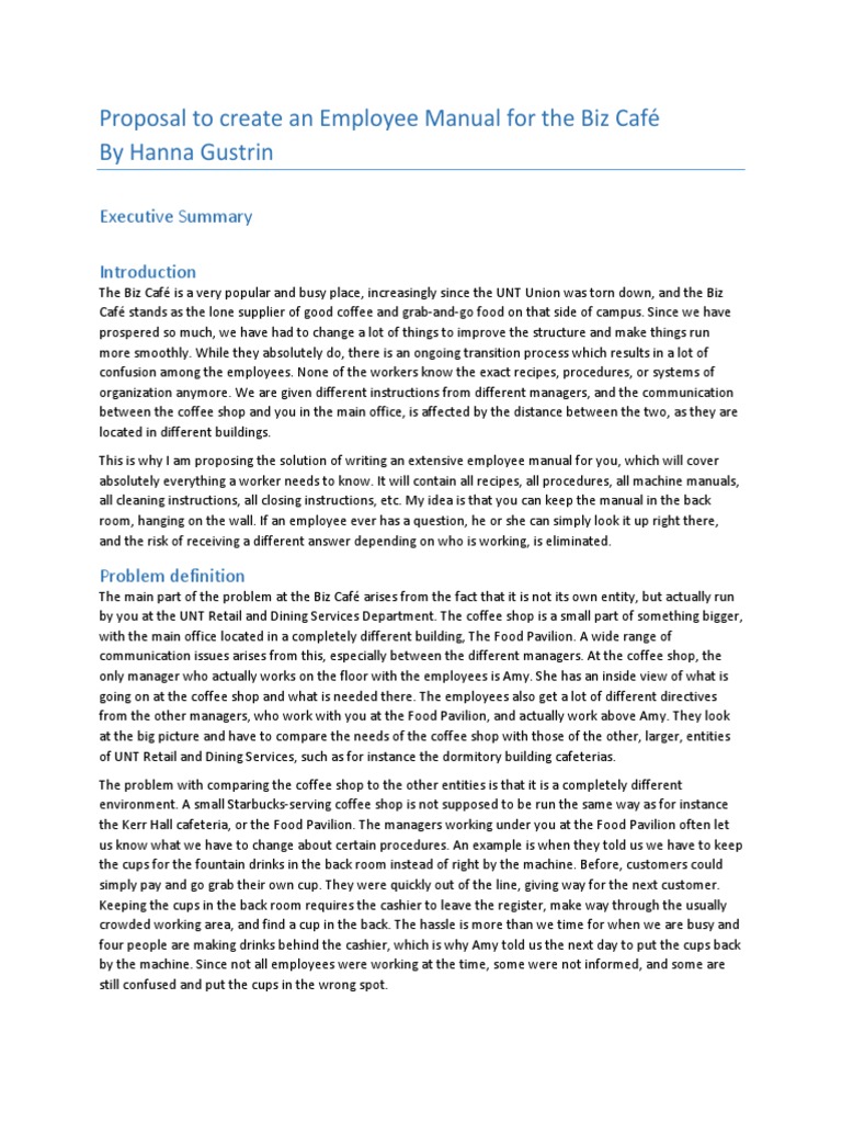 Proposal | PDF | Cafeteria | Coffeehouse