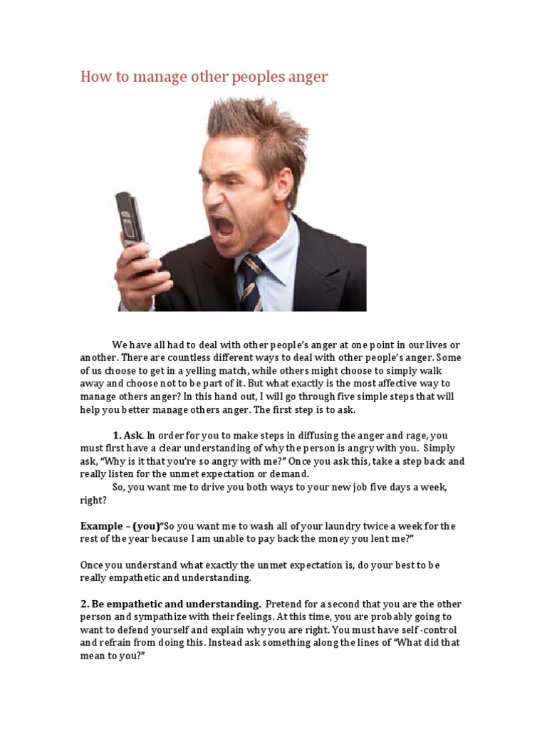 How To Manage Other Peoples Anger | PDF