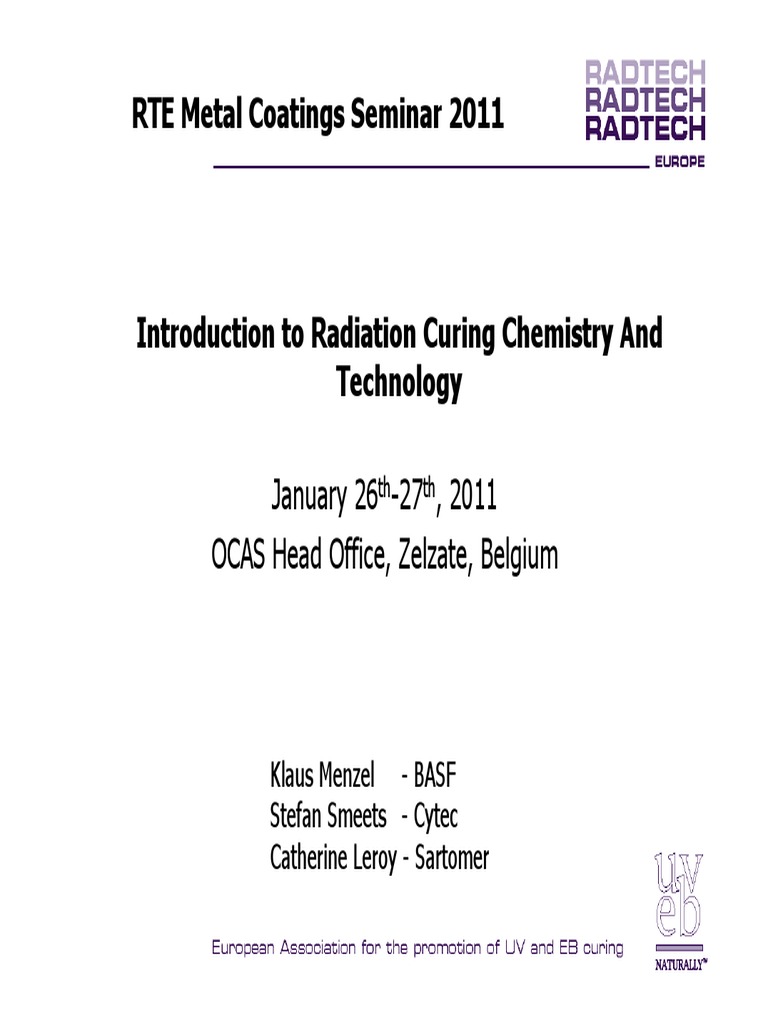 Introduction To Radiation Curing Chemistry and Technology | PDF | Epoxy ...