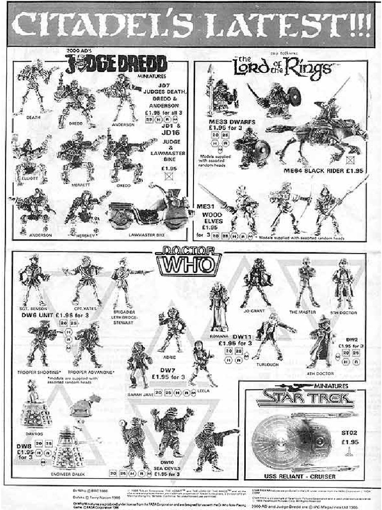 Citadel Miniatures - 1987 Mail Order Flyers | PDF