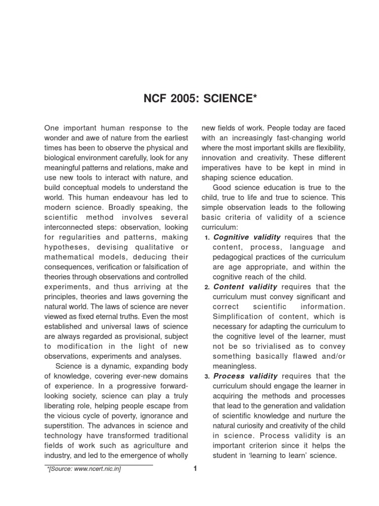 NCF 2005: Science | PDF | Curriculum | Science