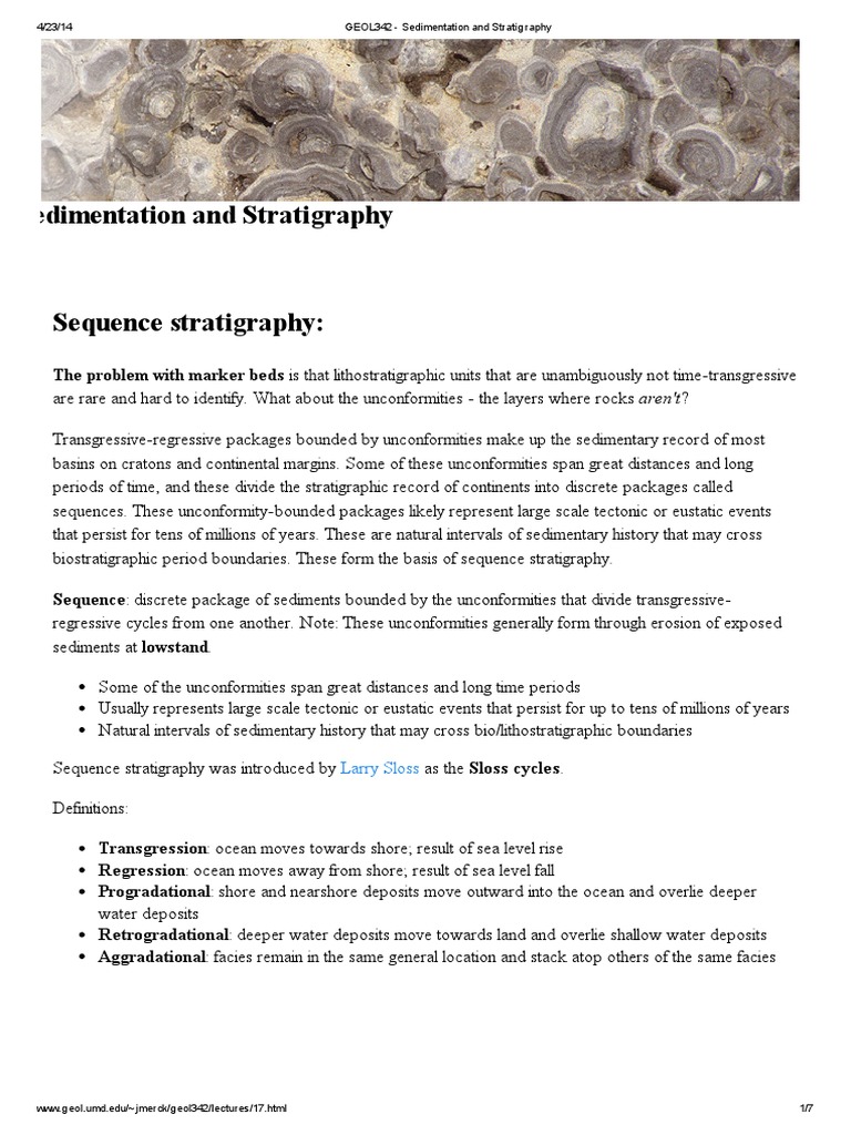 GEOL342 - Sedimentation and Stratigraphy | Download Free PDF | Stratigraphy | Earth Sciences