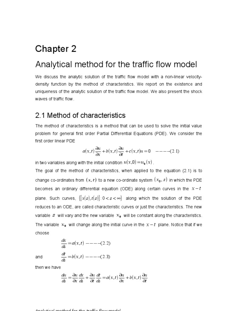 Analytical Method For The Traffic Flow Model | PDF | Partial ...