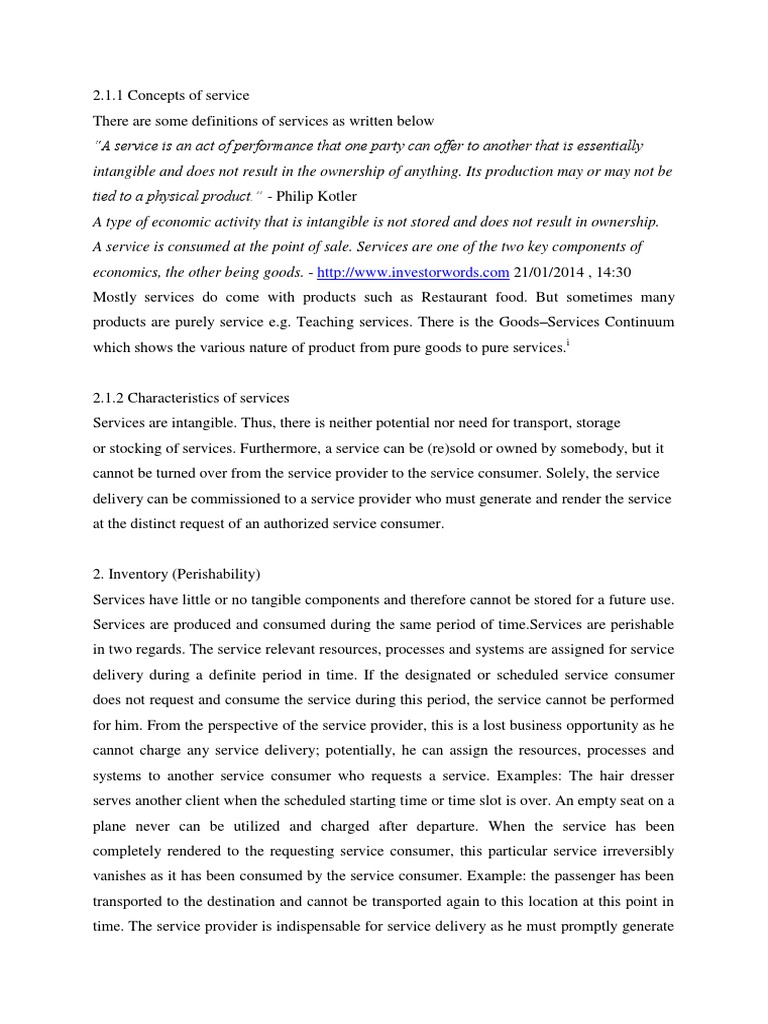 Key Characteristics of Services: Intangibility, Perishability ...