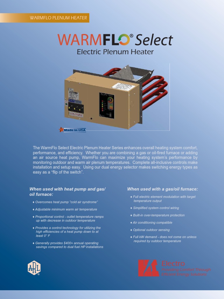 WarmFlo Plenum Electric Heaters Brochure | PDF | Hvac | Furnace