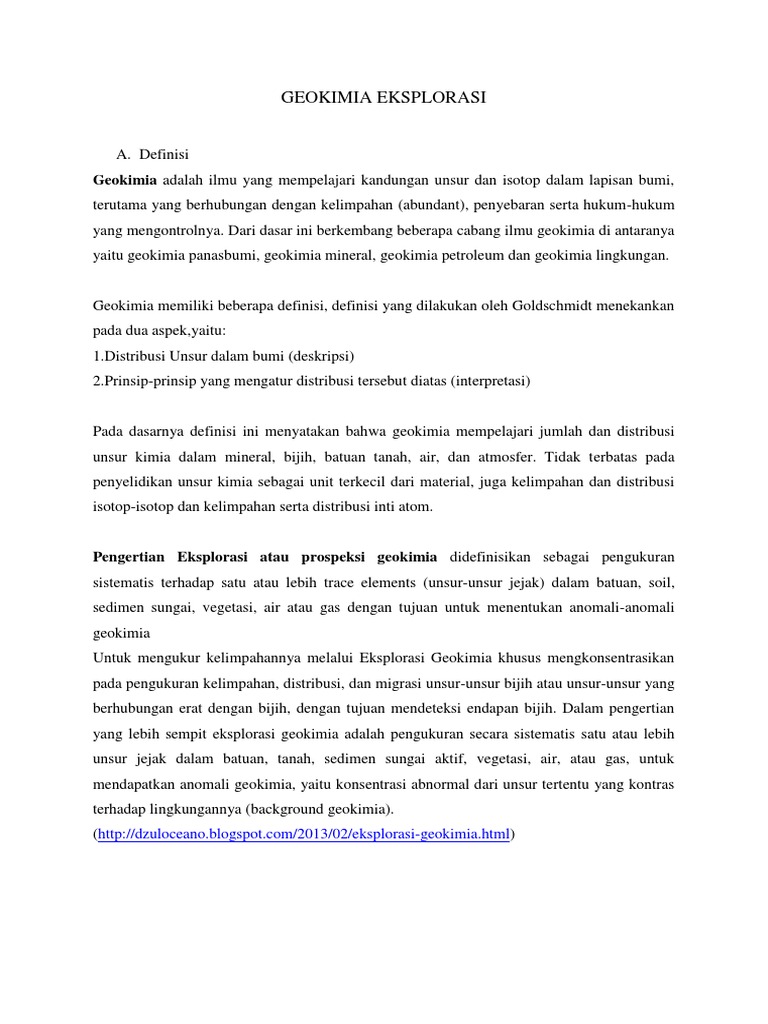 Geokimia Eksplorasi | PDF
