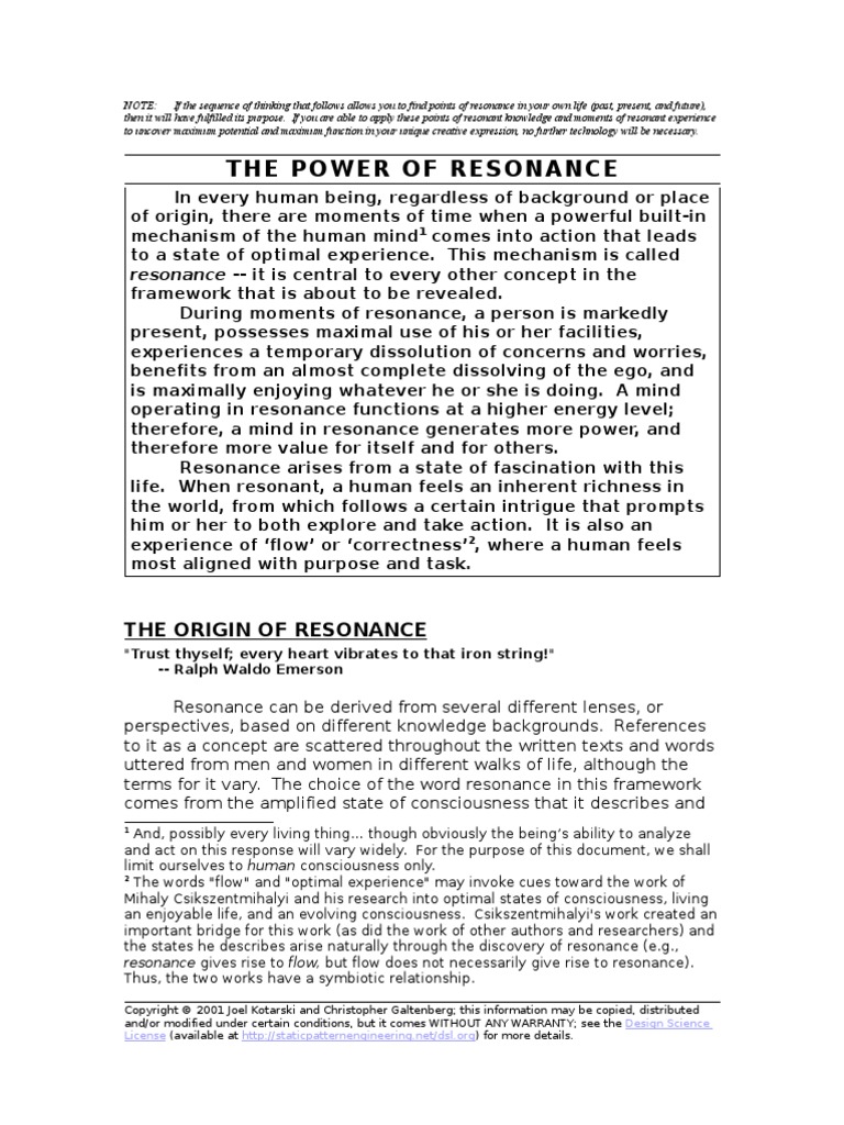 The Power of Resonance | PDF | Knowledge | Mind
